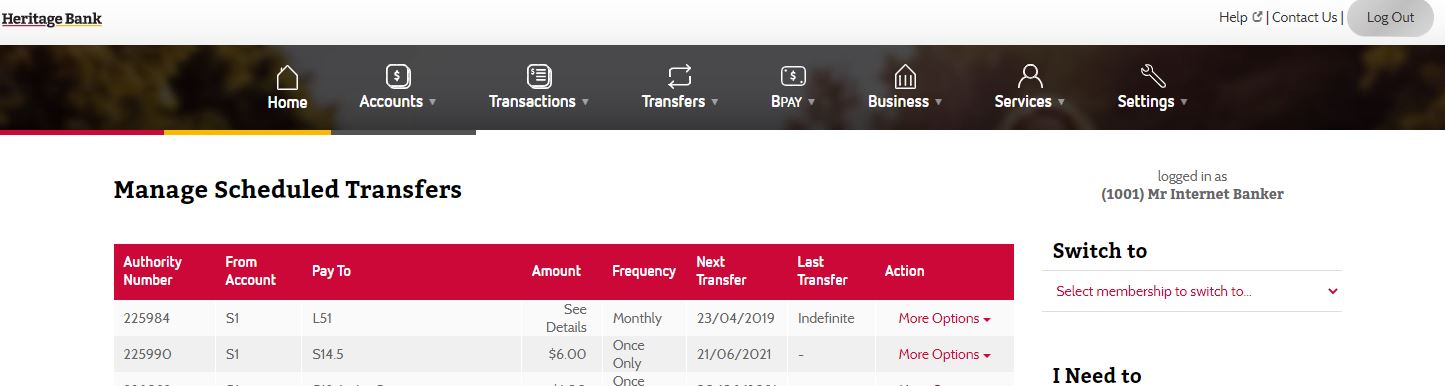 How to manage scheduled transfers | Heritage Bank How to manage scheduled transfers | Heritage Bank